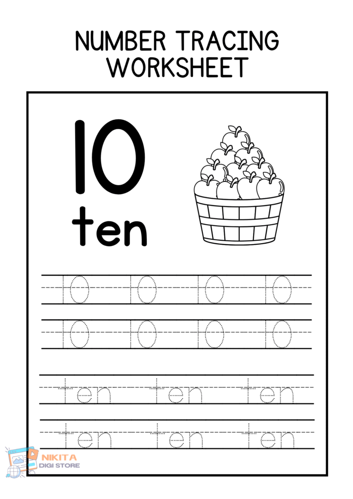 Number Tracing and Coloring Worksheets - Nikitadigistore.com
